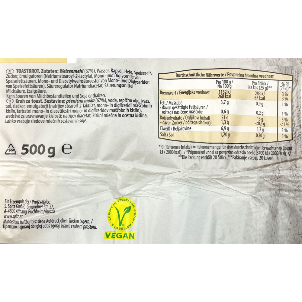 ROKSH Brot & Gebäck HAPPY HARVEST Weizen Toastbrot 500g