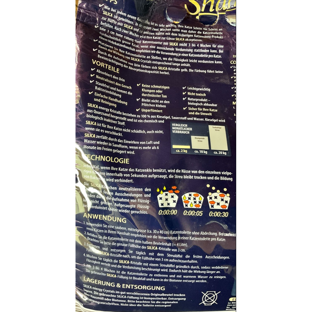 ROKSH Katzenzubehör SHAH Katzenstreu Silikat 8l