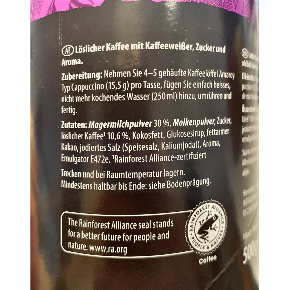 ROKSH Kaffee, Kakao & Co AMAROY Cappuccino Latte Macchiato 500g