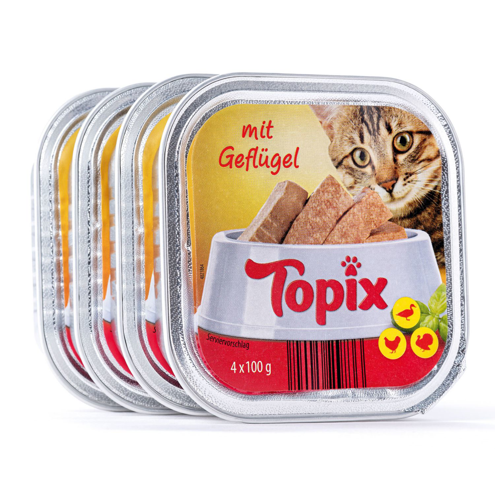 ROKSH Katzennahrung TOPIX Katzenfutter mit Geflügel 4x100g