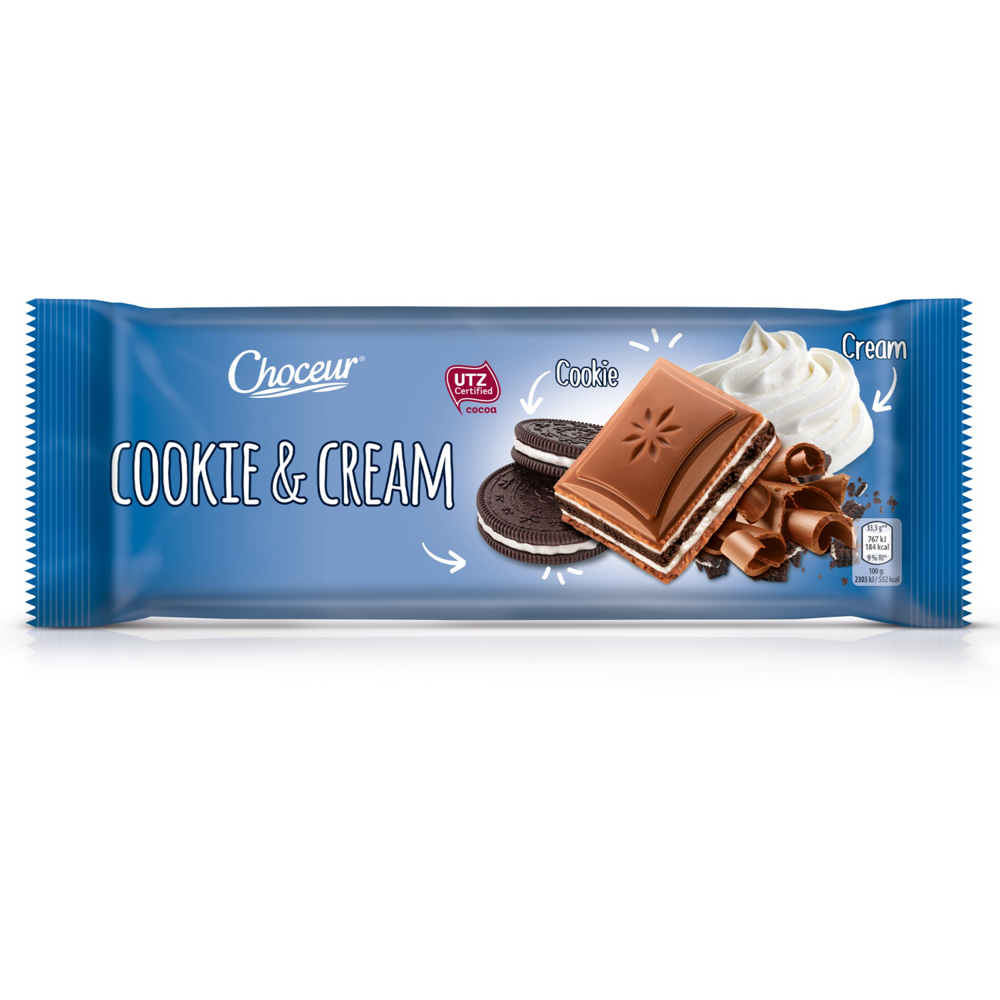 ROKSH Tafelschokolade CHOCEUR Schokolade Cookie&Cream 300g