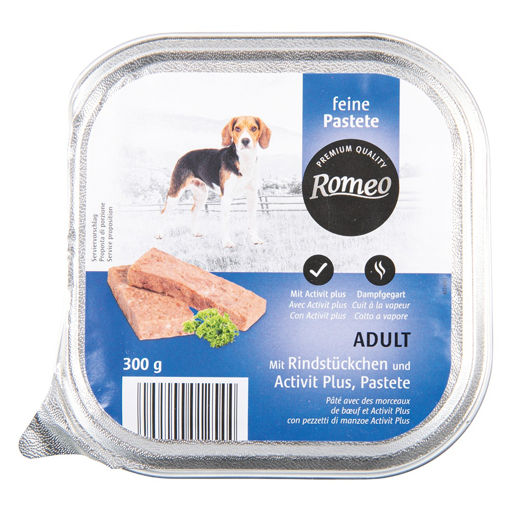 ROKSH Hundenahrung ROMEO Adult Rindstückchen, Activit Plus, Pastete
