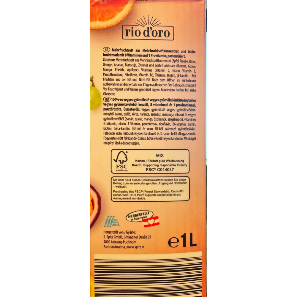 ROKSH Fruchtsäfte RIO D'ORO Multivitamin Saft 1l