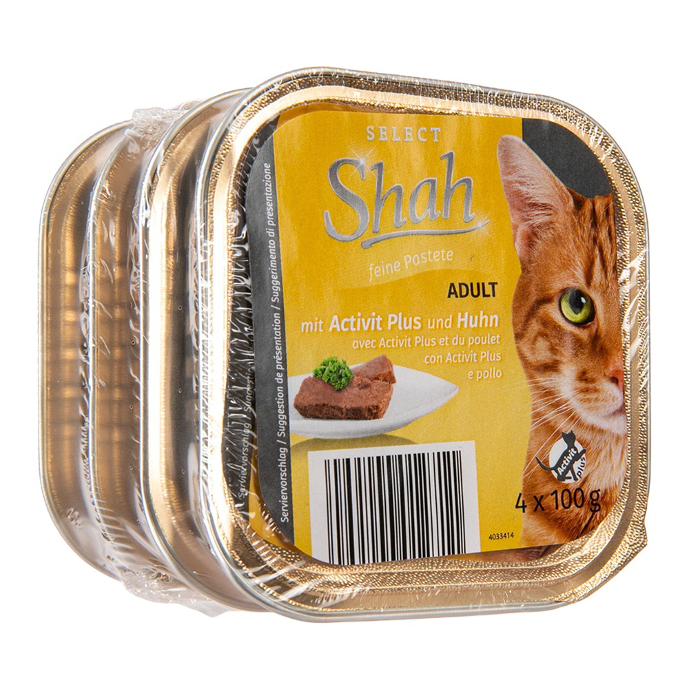 ROKSH Katzennahrung SHAH Katzenfutter Acitivit Plus und Huhn 4x100g