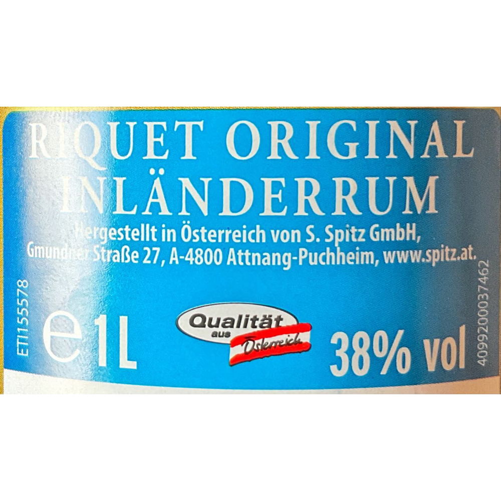 ROKSH Spirituosen RIQUET Inländer Rum 1l