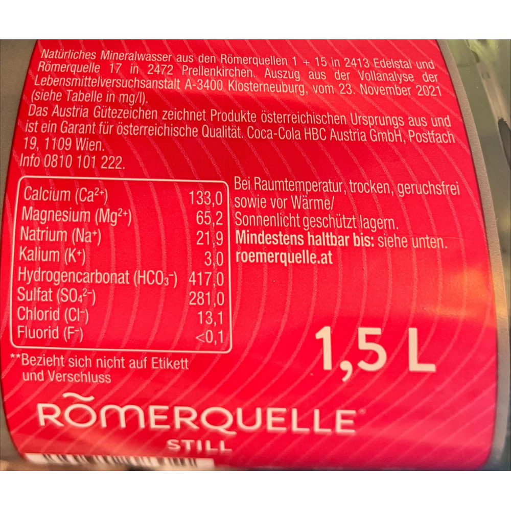 ROKSH Mineralwasser RÖMERQUELLE Still 1,5l