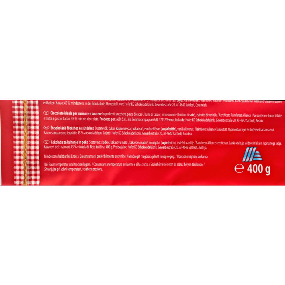 ROKSH Tafelschokolade BELLA Kochschokolade 400g HOFER