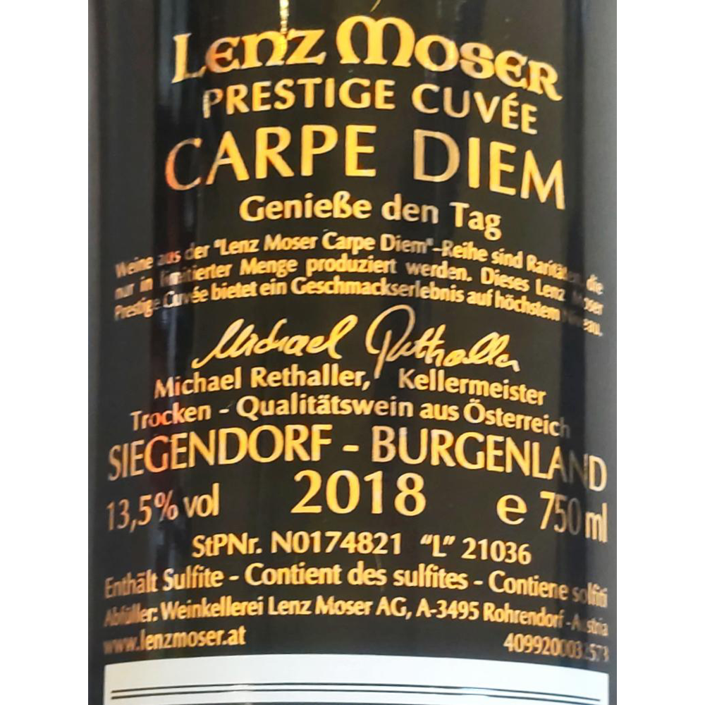 ROKSH Rotweine LENZ MOSER Carpe Diem Siegendorf Prestige Cuvée 750ml