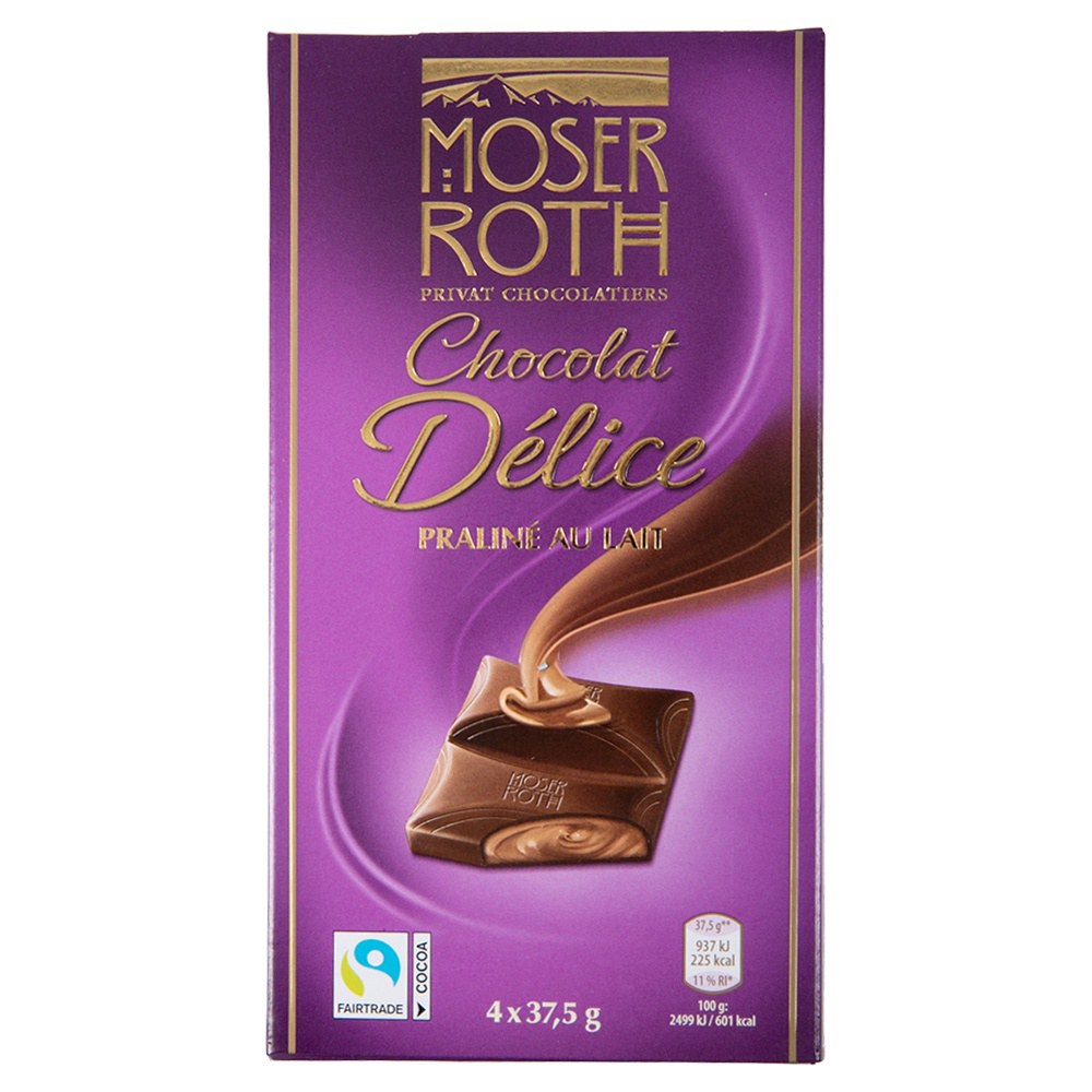 ROKSH Tafelschokolade MOSER ROTH Chocolat Délice Praliné au Lait 150g