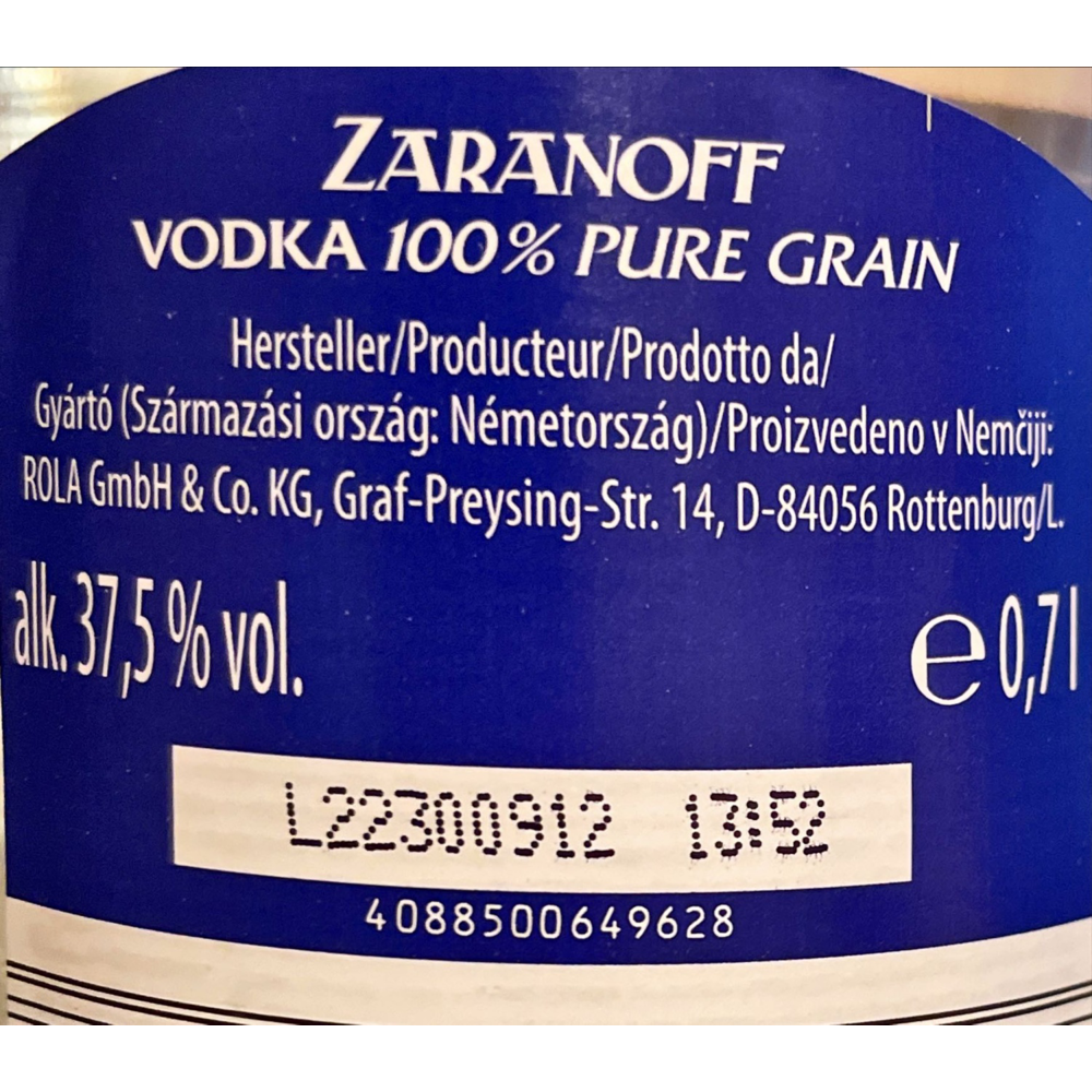 ROKSH Spirituosen ZARANOFF Vodka 0,7l