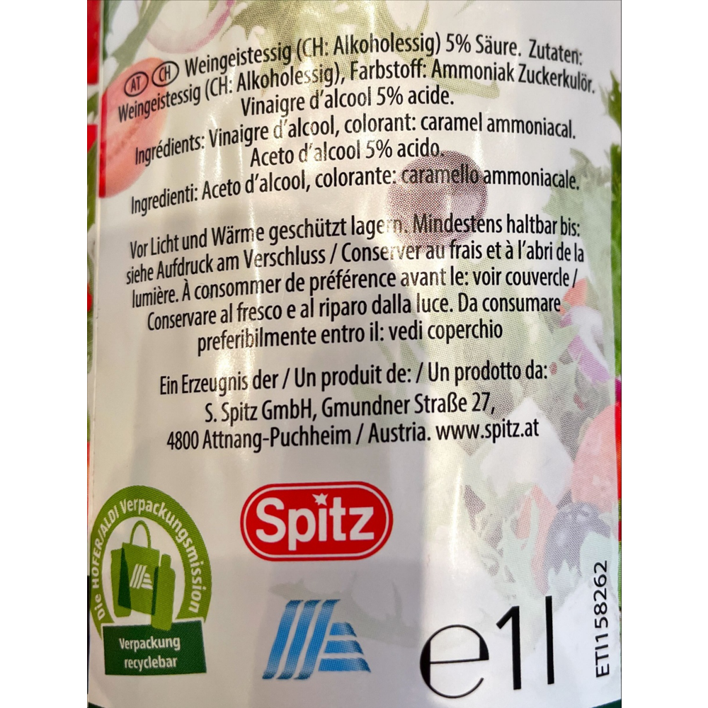 ROKSH Essig, Öl & Saucen LE GUSTO Tafelessig Weingeistessig 1l