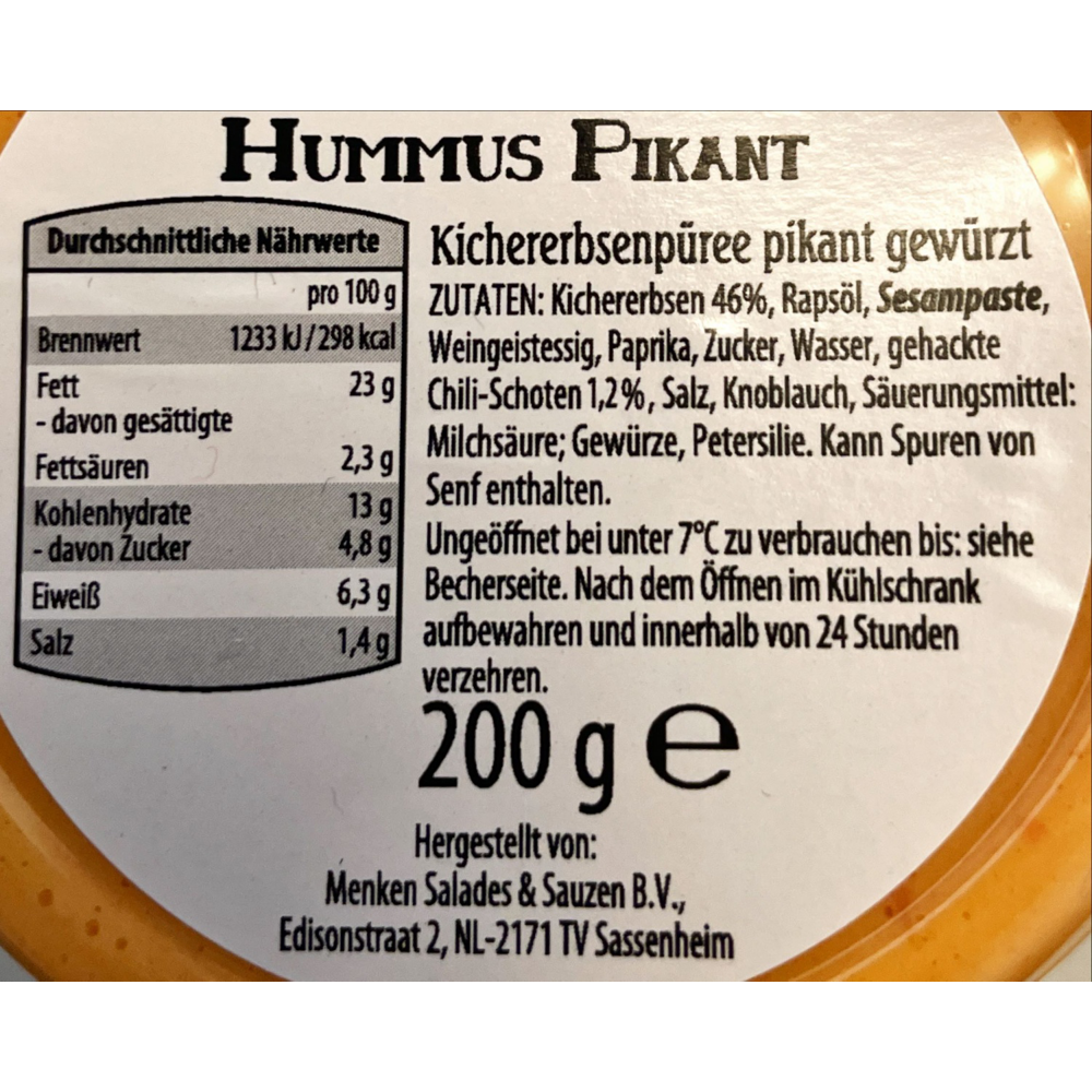 ROKSH Aufstriche & Co HUMMUS Pikant 200g