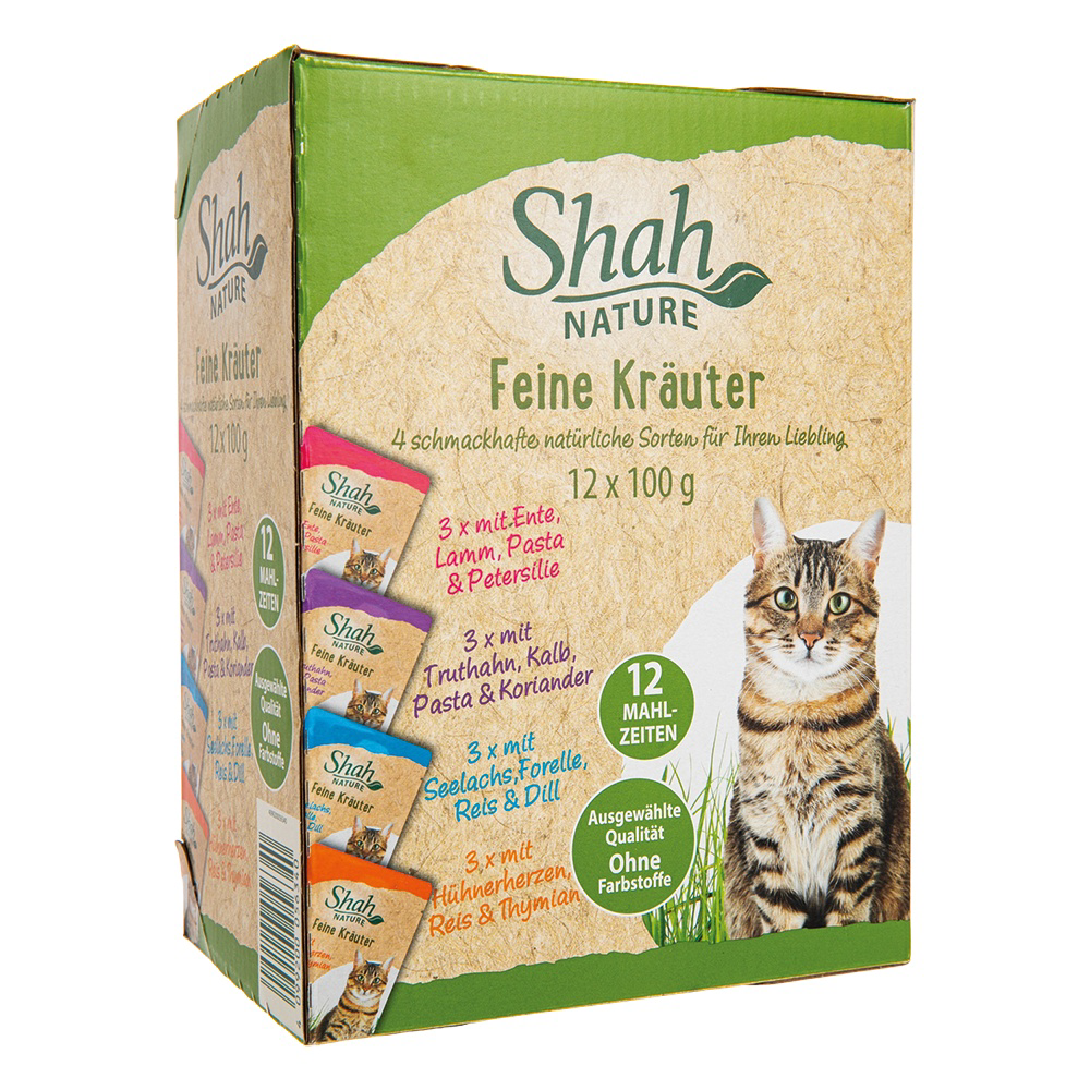 ROKSH Katzennahrung SHAH NATURE Katzenfutter Feine Kräuter 12x100g