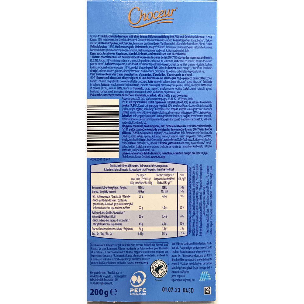 ROKSH Schokoriegel & Co CHOCEUR Cookies & Milk Riegel 200g