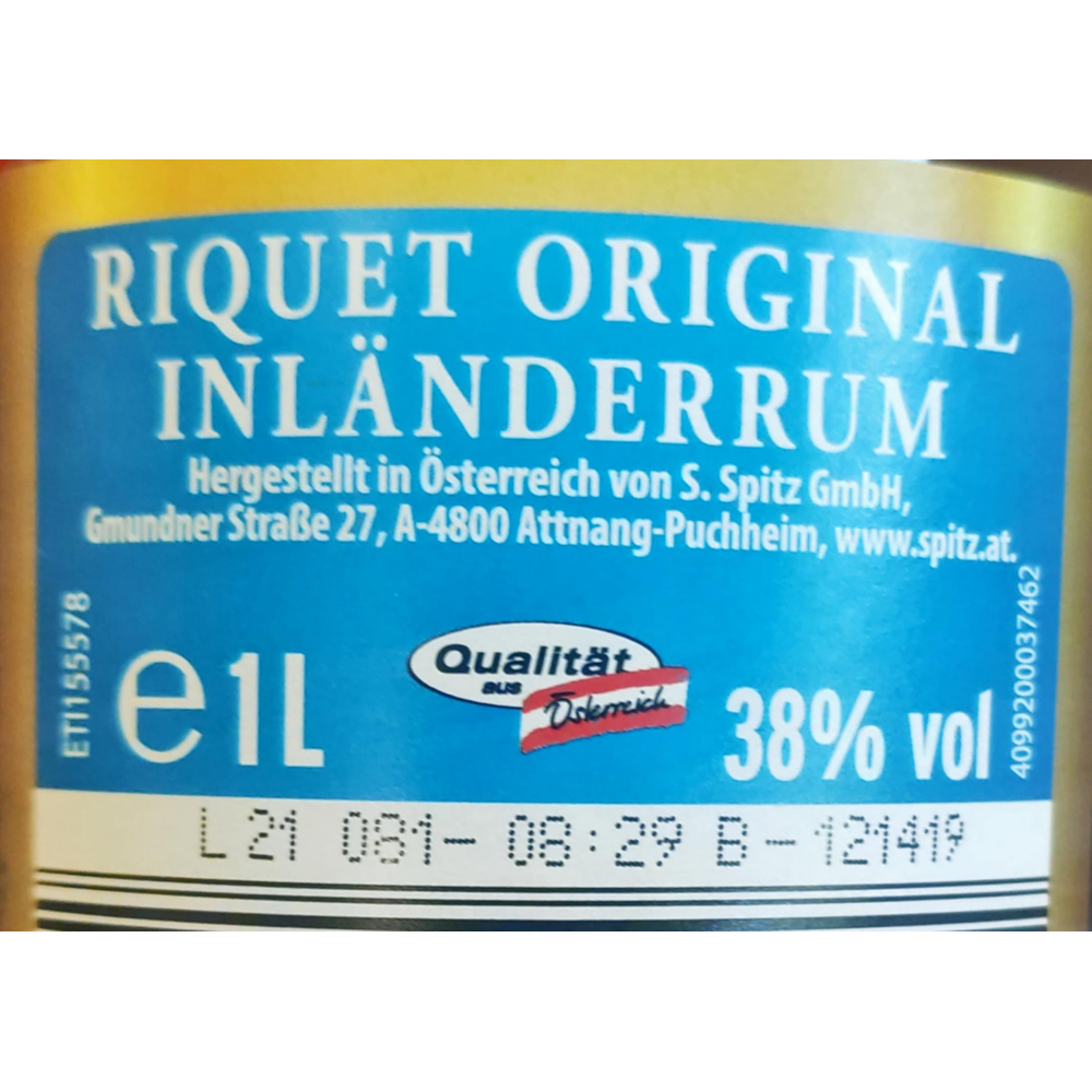 ROKSH Spirituosen RIQUET Inländer Rum 1l