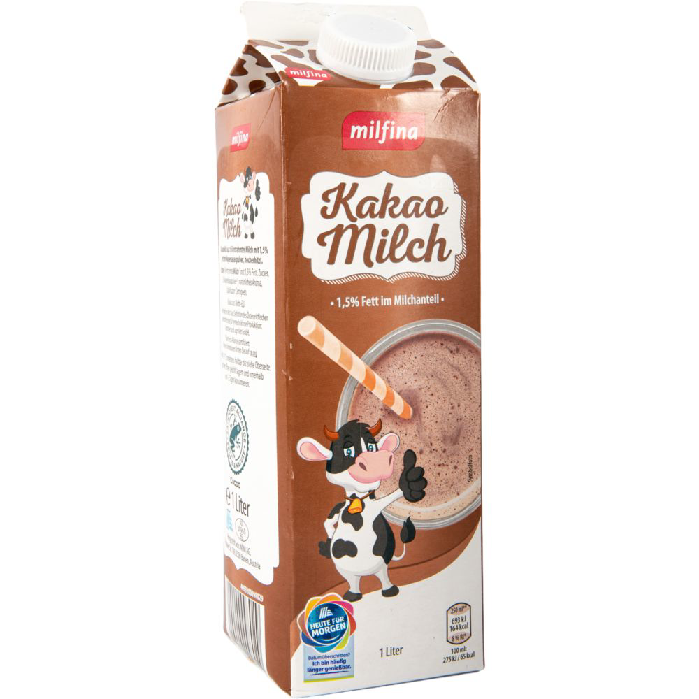ROKSH Milchgetränke MILFINA Kakao Milch 1,5% Fett 1l