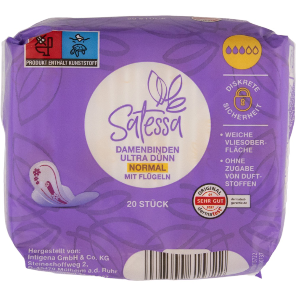 ROKSH Intimhygiene SATESSA Damenbinden Ultra Dünn Normal mit Flügen 20