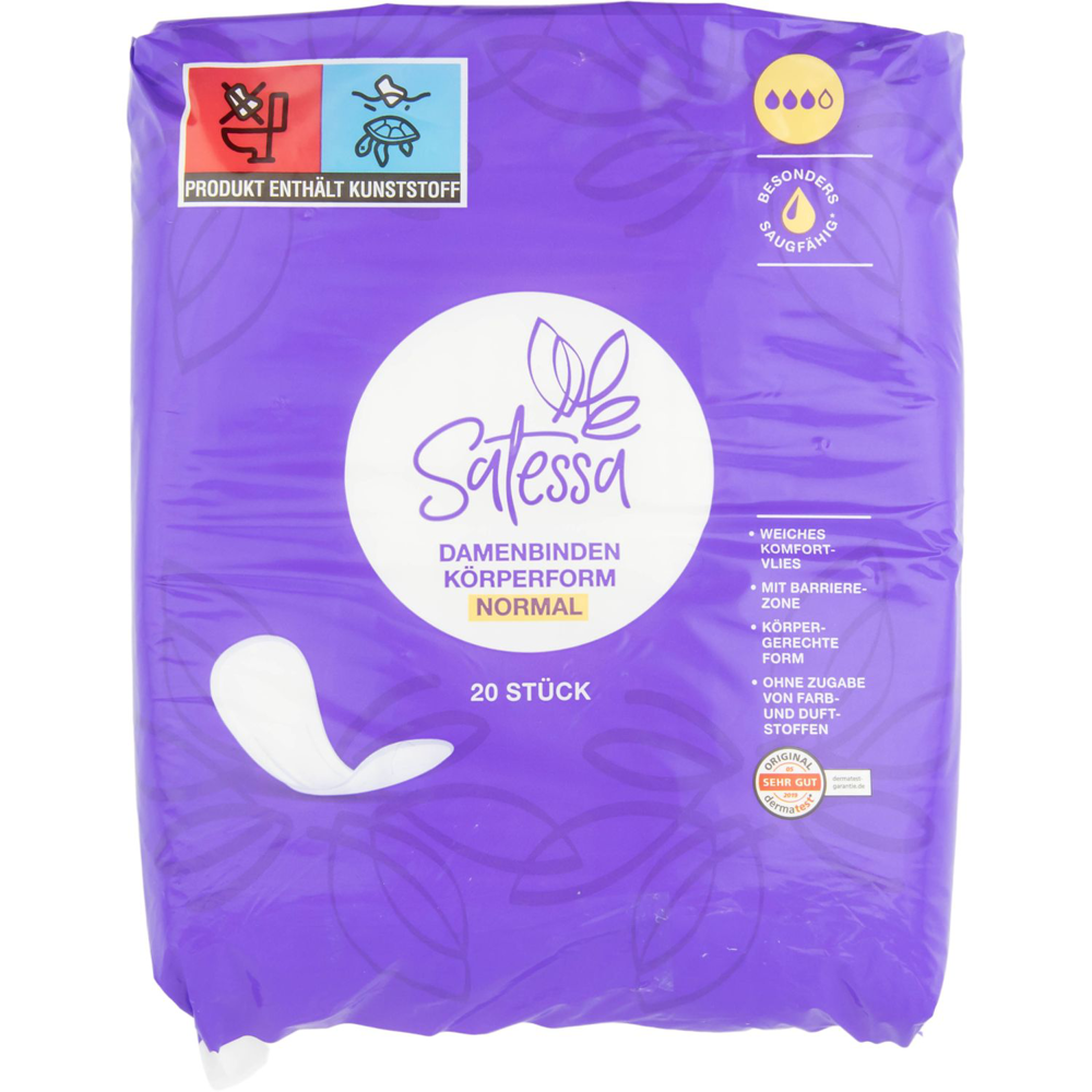 ROKSH Intimhygiene SATESSA Damenbinden Körperform, Normal 20 Stück