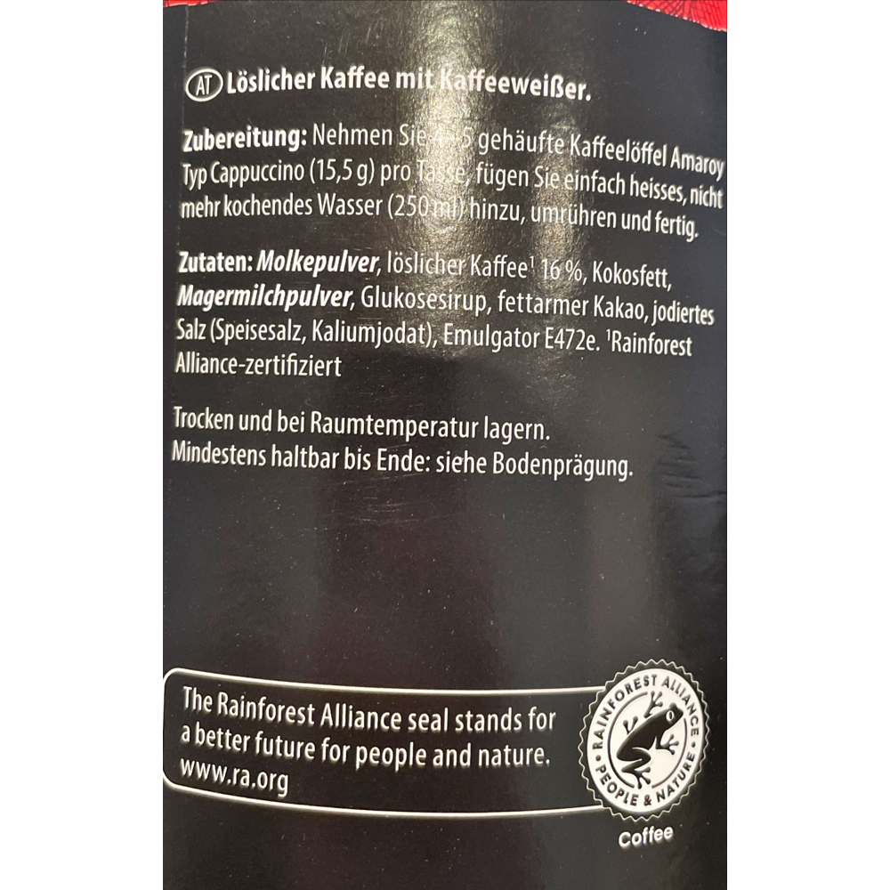 ROKSH Kaffee, Kakao & Co AMAROY Cappuccino nach Geschmack süßen 400g