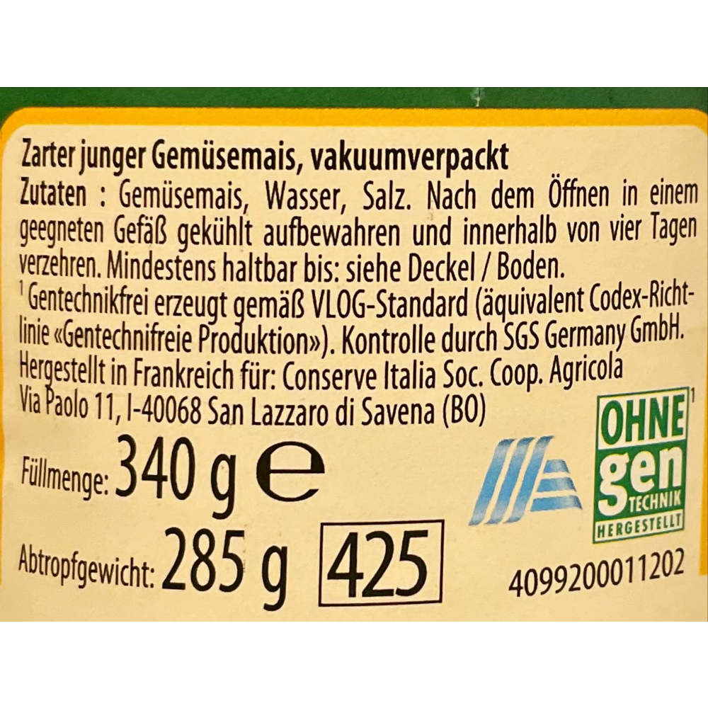 ROKSH Gemüsekonserven NATURE'S GOLD Gemüsemais 340g