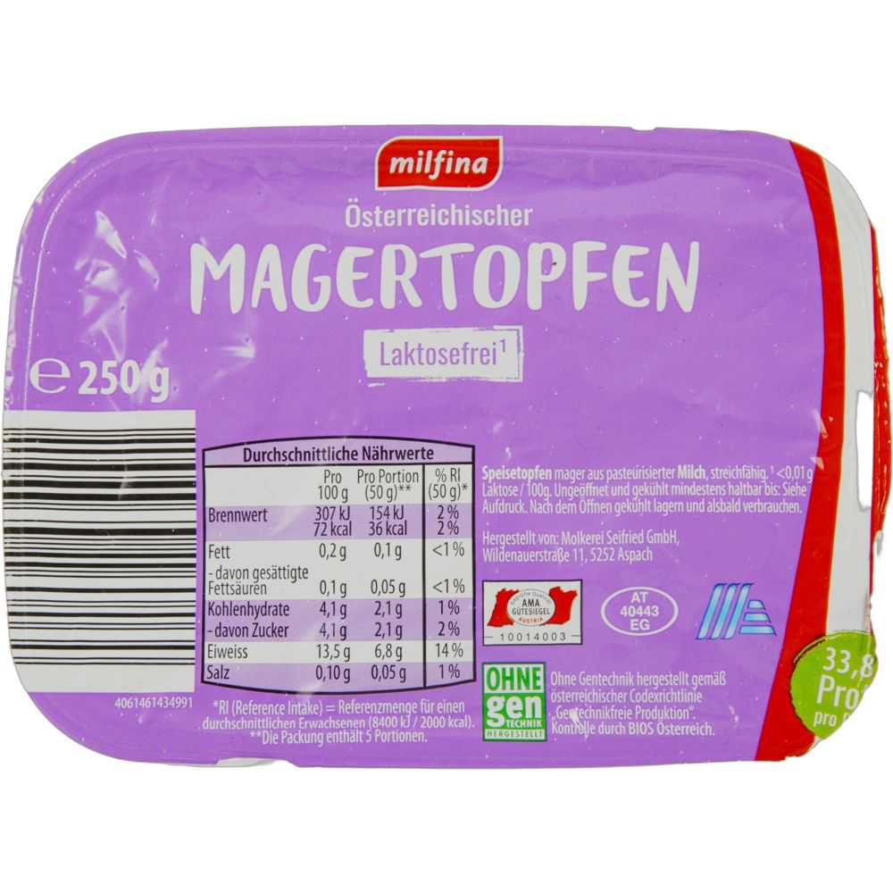 ROKSH Joghurt & Topfen MILFINA Österreichischer Magertopfen Laktosfrei