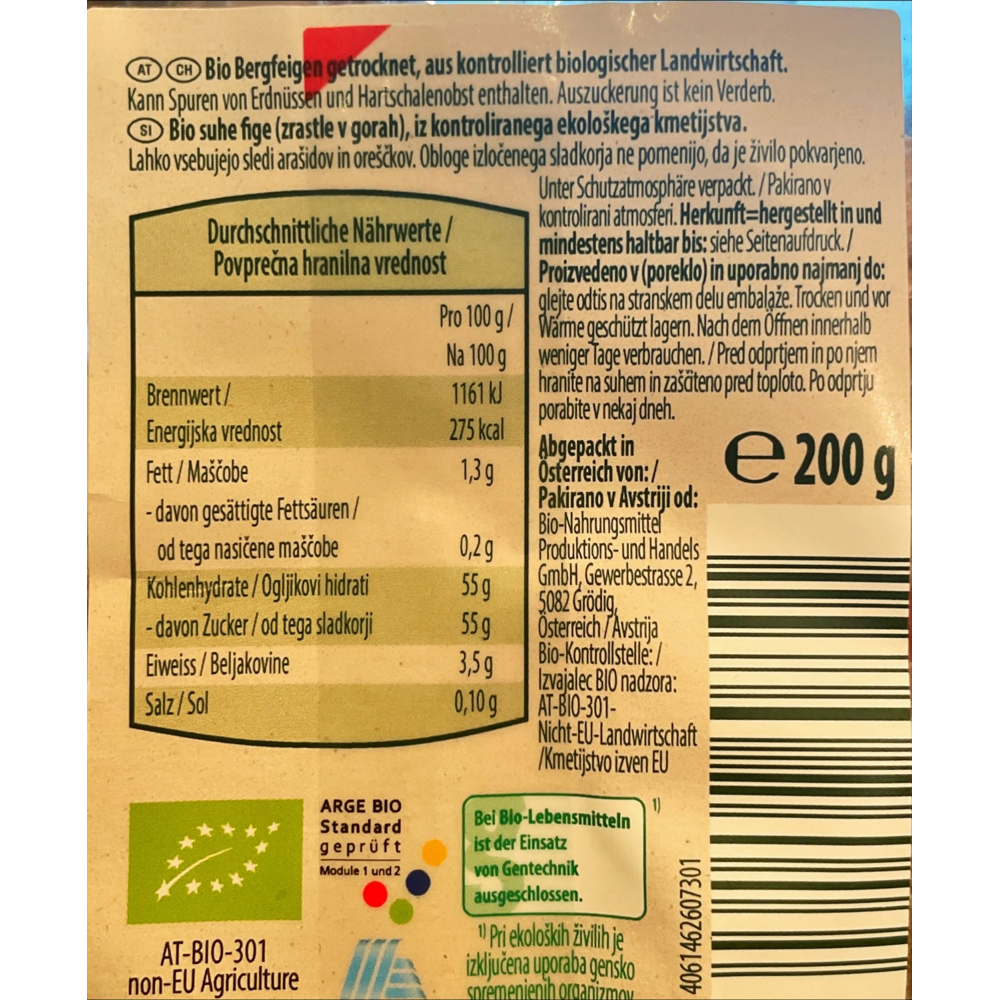 ROKSH Trockenfrüchte BIO NATURA Bergfeigen getrocknet 200g