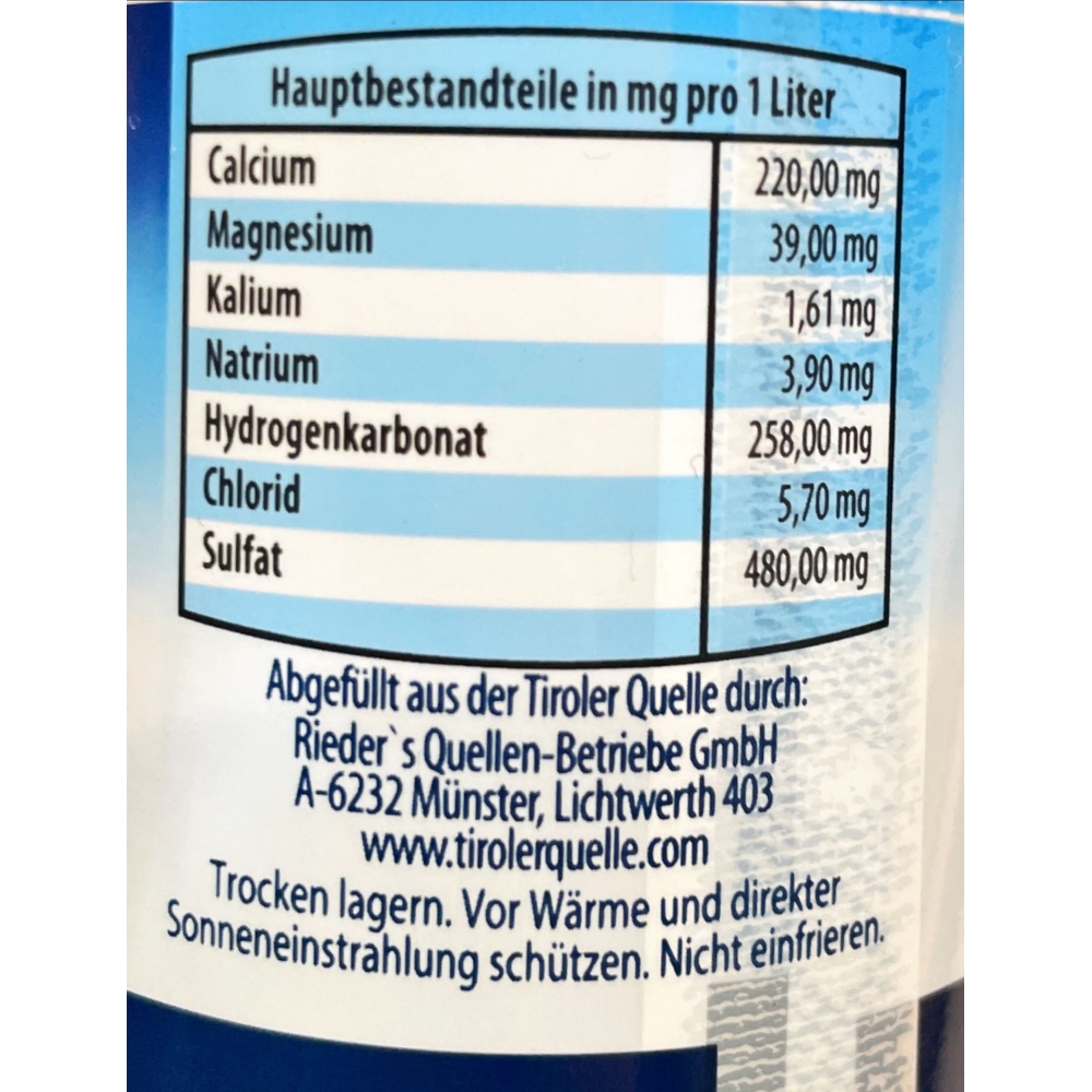 ROKSH Mineralwasser TIROLER QUELLE Mineralwasser prickelnd 0,5l