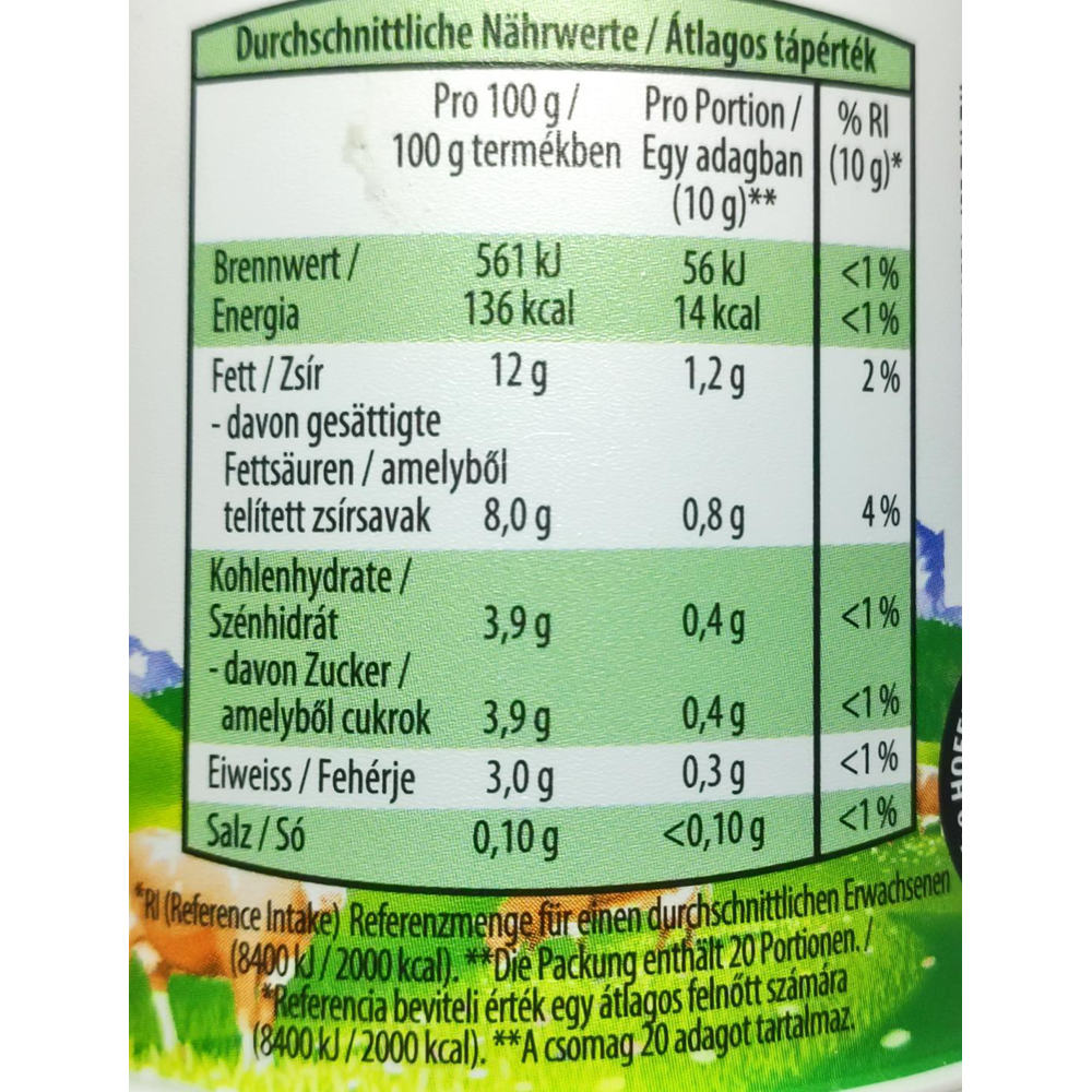 ROKSH Haltbare Milch, Sahne & Co MILFINA Kaffeeobers 12% Fett 200ml