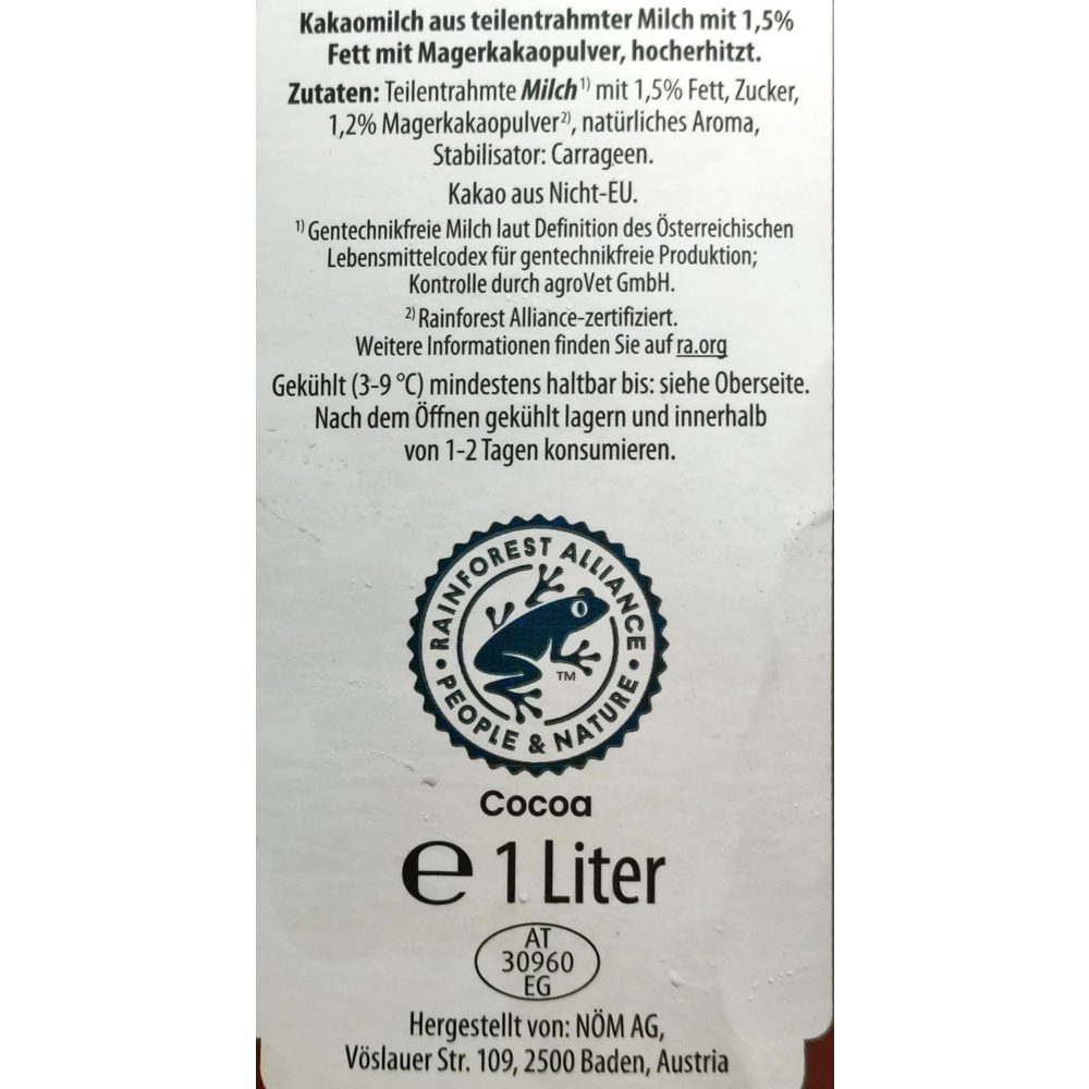 ROKSH Milchgetränke MILFINA Kakao Milch 1,5% Fett 1l